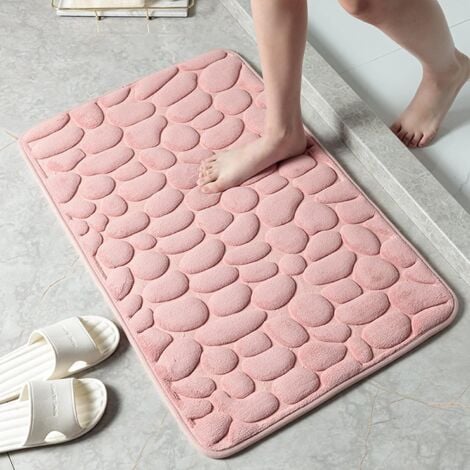 SHINING HOUSE Non Slip Memory Foam Bath Mat Absorbent Bathroom Mat Machine Washable Machine Washable Shower Mat for Bathroom Pink 4060cm