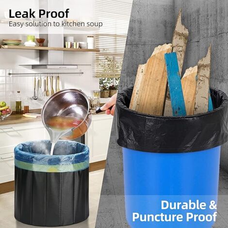 SHINING HOUSE 20 Liter Trash Bags High Bin with Drawstring Extra Wear Resistant Trash Bags Black Trash Bags Recycling Trash Bags 50x60cm 100 Bags