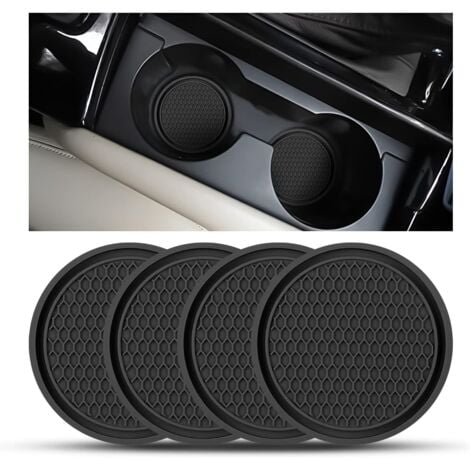 SHINING HOUSE Pieces Universal Car Coasters Non Slip Silicone PVC Cup Holder Thick PVC Car Coaster Universal Car Cup Mats Car Cup Coaster Black