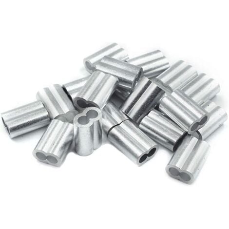 SHINING HOUSE 20x Aluminum Crimp Sleeve with Double Ferrule 6.0mm Aluminum Ferrule Crimping Pliers Crimp Sleeve Crimp Sleeve Cable Connector 20610mm