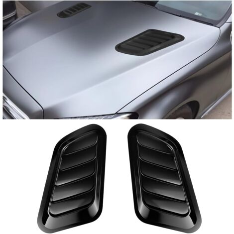 SHINING HOUSE Hood Vent Wing Trim Car ABS Decorative Air Flow Intake Scoop Turbo Bonnet Hood Modified Vent Hood Cover Accessories for Car Black