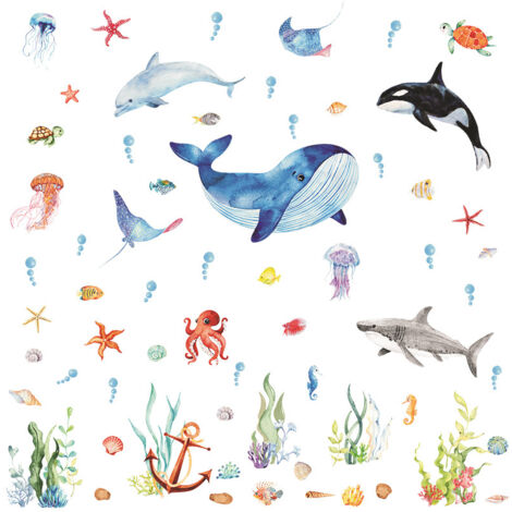 SHINING HOUSE Under the Sea Wall Stickers Tropical Fish Wall Decals ...