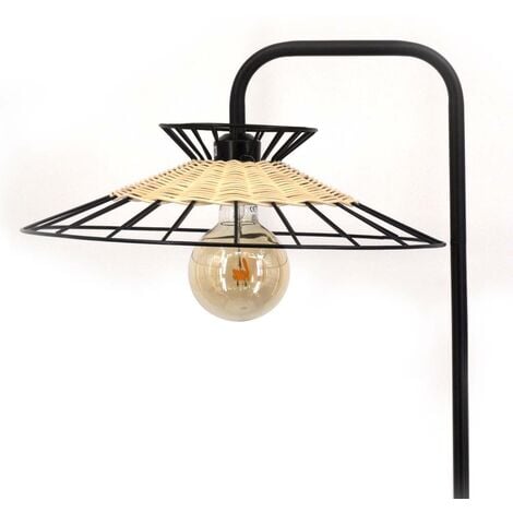 Lampadaire de salon design Manille 163cm rotin naturel compatible LED