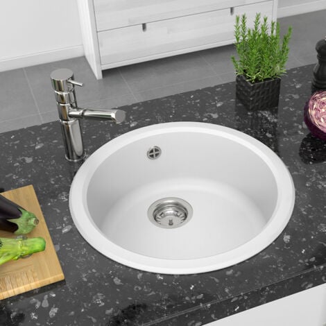 Évier de cuisine rond à encastrer bac en résine minérale composite ...