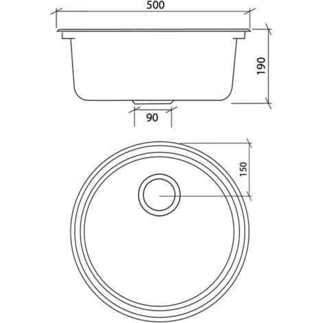 Évier de cuisine rond à encastrer bac en résine minérale composite ...