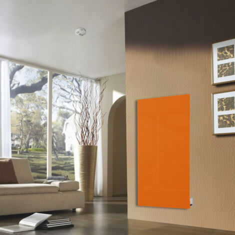 Radiateur electrique mural rayonnant extra plat 750W en verre orange