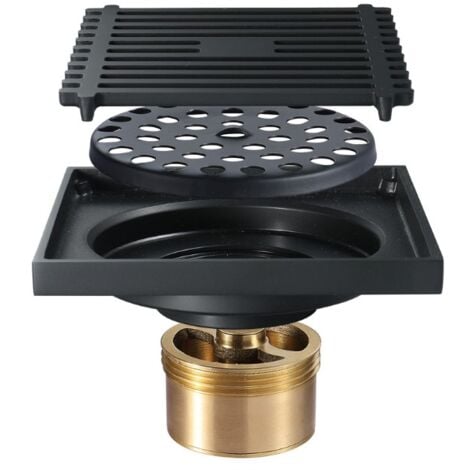 CCYKXA Walk-in-Duschablauf Schwarzer geruchshemmender Bodenablauf 100100mm