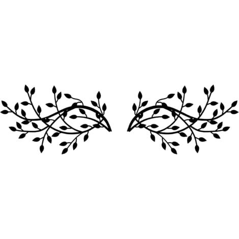 CCYKXA 1 Paar Metallbaumblätter, Metallbaumblatt-Wanddekorationen, Olivenzweigmuster, Schwarz ...