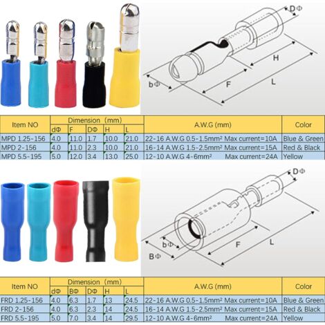 CCYKXA 2 Stück elektrische Klemmen, 200 Stück isolierte elektrische ...