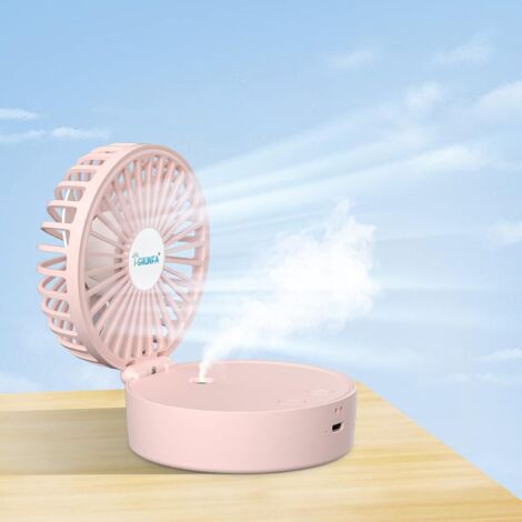 CCYKXA 1 Stück tragbarer Mini-Ventilator (Pink) mit Kühlnebel und wiederaufladbarem Akku ...