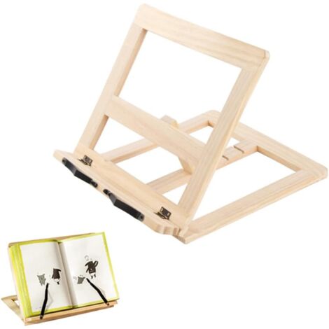 CCYKXA Wooden Book Stand. Book Holder with 2 Metal Page Holders ...