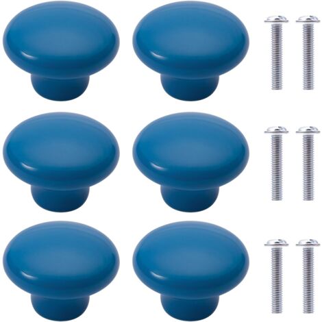 CCYKXA 6Pcs Ceramic Cabinet Knobs Round Shape Ceramic Cupboard Drawer Knobs Pulls Handles for ...