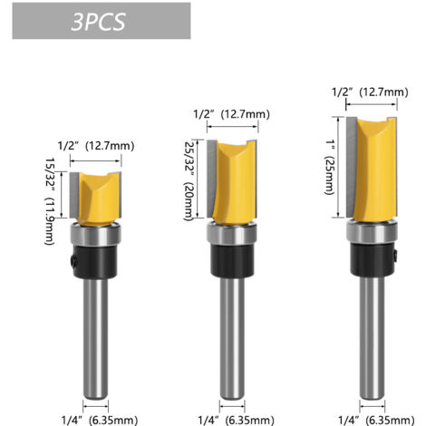 CCYKXA 3Pcs 1/4 Shank Copy Milling Cutter, Copy Milling Cutter, DIY ...