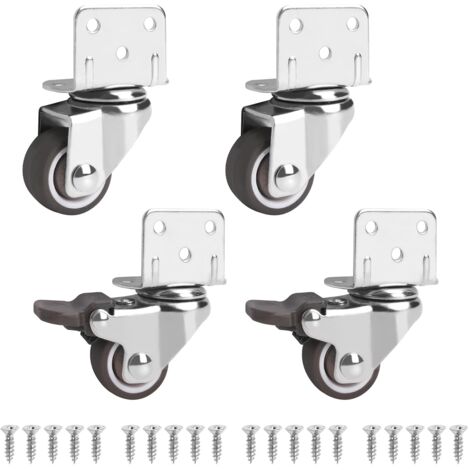 CCYKXA Set of 4 Swivel Furniture Casters, 2 with Brakes, 25mm Small ...