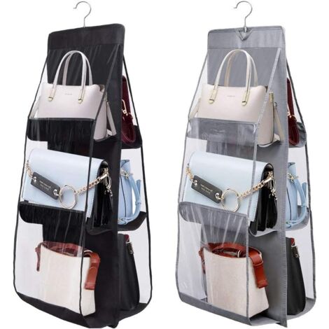 CCYKXA 2Pack Hanging Handbag Organizer 6 Pockets Closet Organizer Bags ...