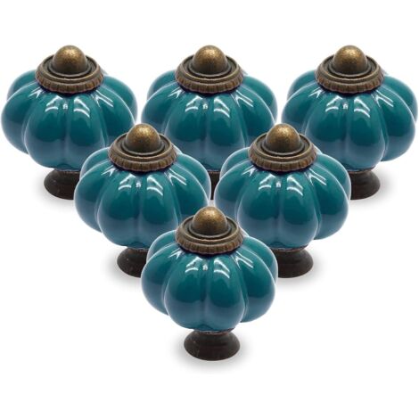 CCYKXA 12 Pack Ceramic Door Knobs, Teal Drawer Knobs, Pumpkin Ceramic ...