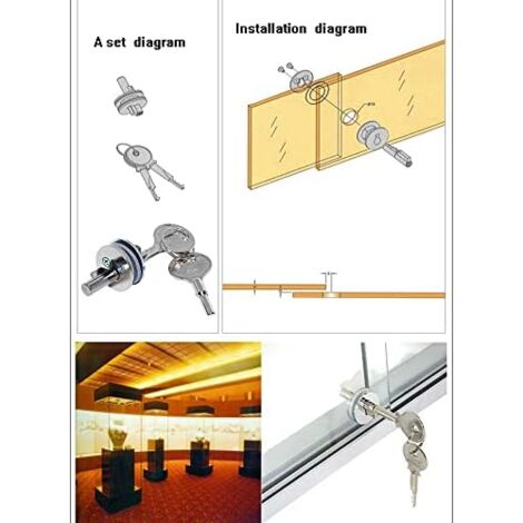 CCYKXA Glass lock, sliding glass door lock with key, display cabinet ...