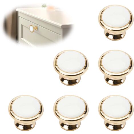 CCYKXA 6pcs Furniture Handle, Gold Furniture Handle White Door Knob ...