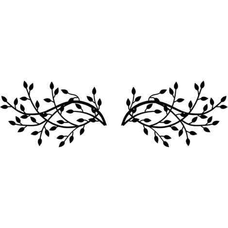 CCYKXA 1 Pair Metal Tree Leaves Wall Art,Metal Tree Leaf Wall Decor Olive Branch Pattern Black ...