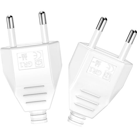 CCYKXAA White 2 Pcs Flat European Plug, 250V 2.5A Male Electrical ...
