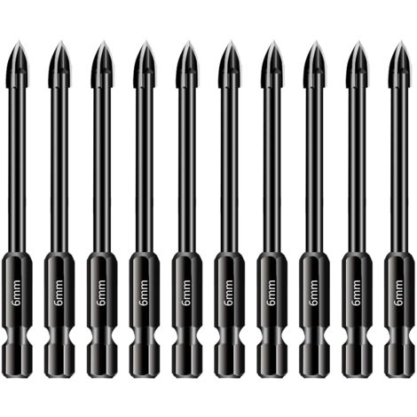 CCYKXA 10pcs 6mm Tile Glass Drill Bit Set, 1/4 Hex Shank Tungsten ...