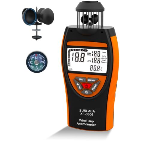 CCYKXA Digital Anemometer, 4 Cups Wind Speed Meter 0.742m/s, Portable ...
