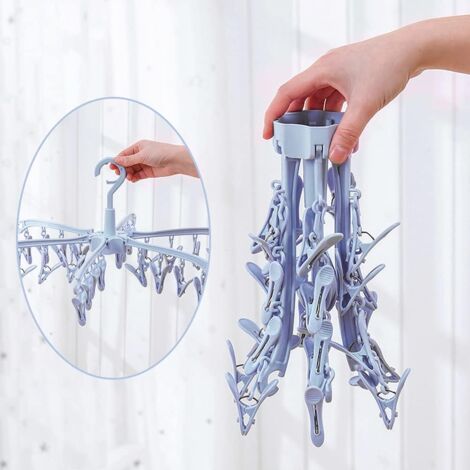 CCYKXA Indoor Outdoor Clothes Drying Rack, 24 Clips Foldable Hanging ...