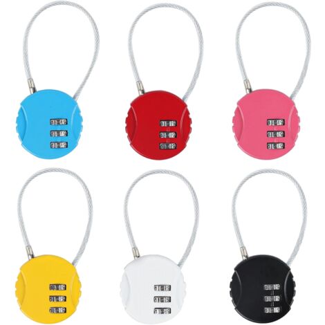 CCYKXA 6 Pieces Combination Padlock, Small Cable Coded Lock, 3 Digit ...