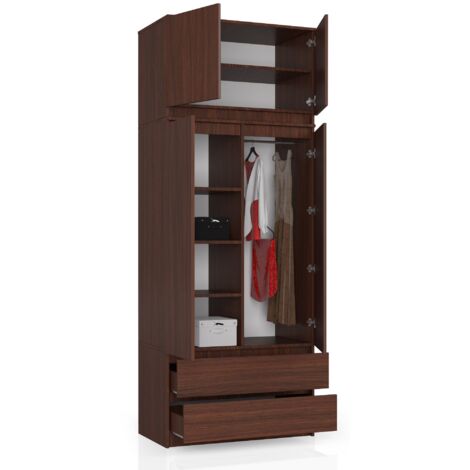 Armario AKORD S90 con altillo Wenge 90 cm 2 puertas 2 cajones frente en ...