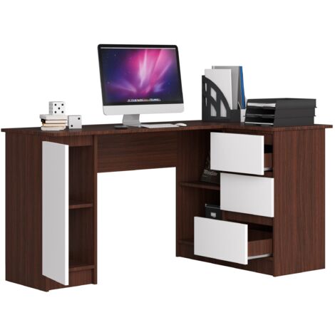 Escritorio esquinero AKORD B20 Wenge 155 cm con lado derecho 1 puerta 3 ...