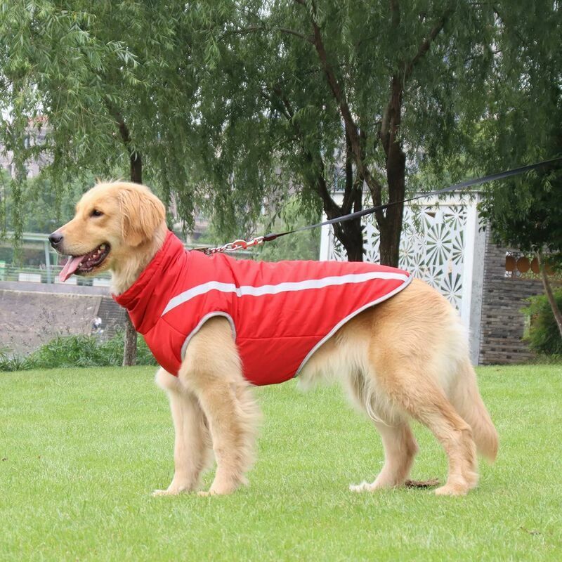 Ahlsen Waterproof Dog Coat Warm Winter Jacket Windproof Puppy Clothes Reflective Vest for Small Medium Large Dogs Fleece Lining with Hole for Harness Red 3XL