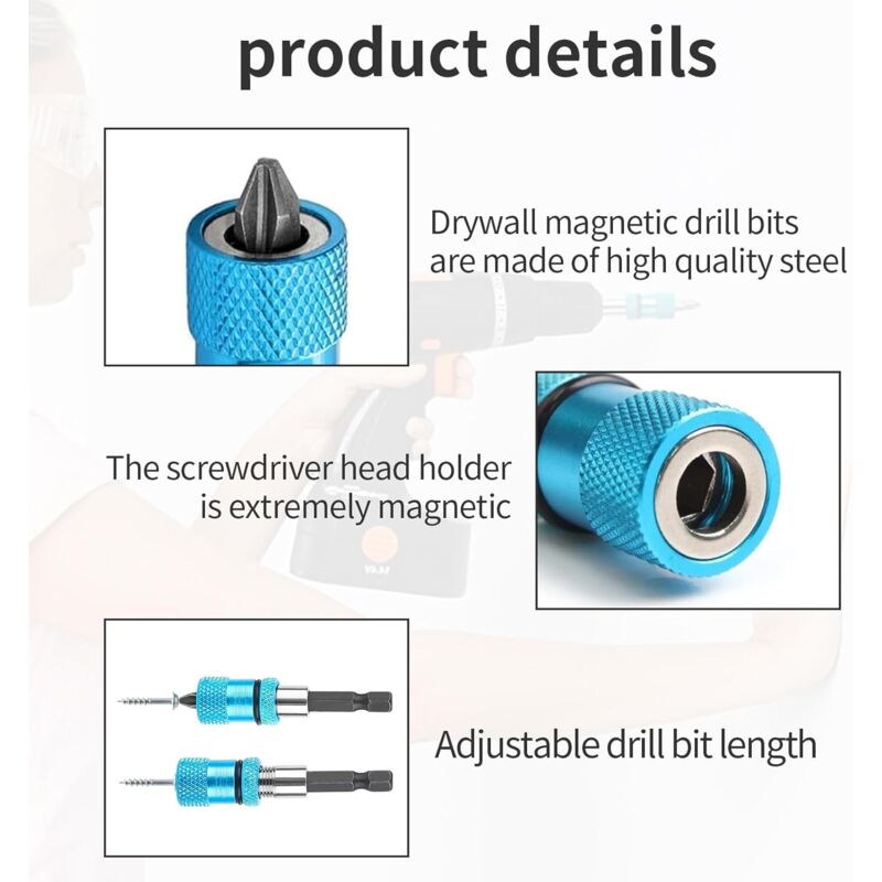 Ahlsen 3 piece drywall bit holder magnetic drywall bit shaft screwdriver bit for cordless screwdriver and hand drill