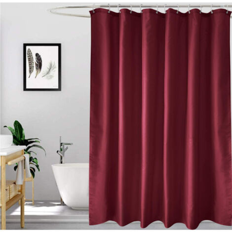Ahlsen 1 piece shower curtain 180 x 180 cm polyester fabric mildew resistant waterproof bathroom curtain simple and modern red