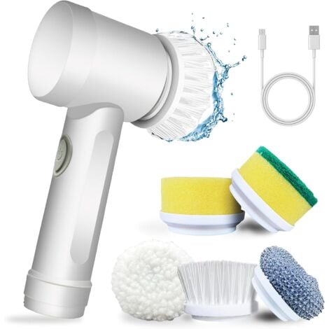 Ahlsen Electric Cleaning Brush Handheld Spin Scrubber Electric Scrubber with 5 Brush Heads Automatic Cleaning Kit for Bathtub Kitchen Tile Window Tub Dishes