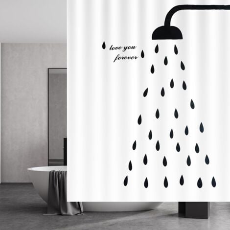 Ahlsen Shower Curtain Shower Curtain 180 x 200 cm Quick drying Shower Curtains Anti mold Shower Curtain Waterproof Fabric Washable Bathroom Accessories with 11 Hooks