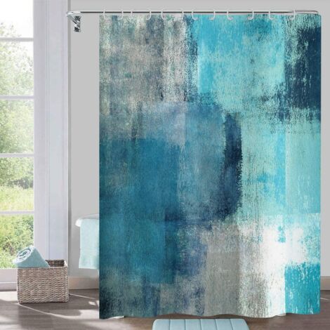 Ahlsen Turquoise Shower Curtain 180 x 180 Abstract Teal Modern Contemporary Artwork Waterproof Bath Curtain Washable