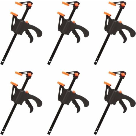 Ahlsen Set of 6 F-shaped clamps, clamp with quick and easy tightening ...