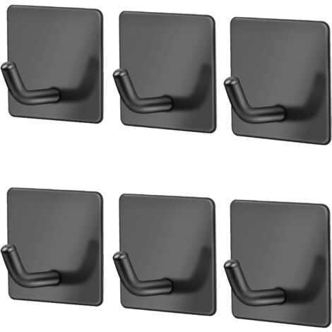 Ahlsen Pack of black adhesive hooks 3M SUS304 stainless steel wall ...