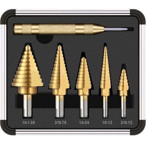 Ahlsen Stufenbohrer, 5-teilig, 1 automatischer Körner ...