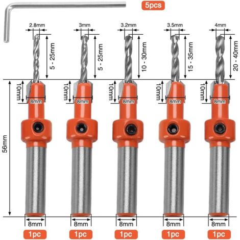 BEBUSINGOTO 5 Pièces 8mm Foret Chanfrein à Bois Chanfrein Compteur ...