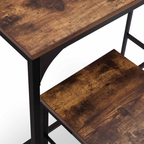Bar-Hochtisch DAYTON 100 cm und 4 Hocker aus dunklem Holz mit Alt ...