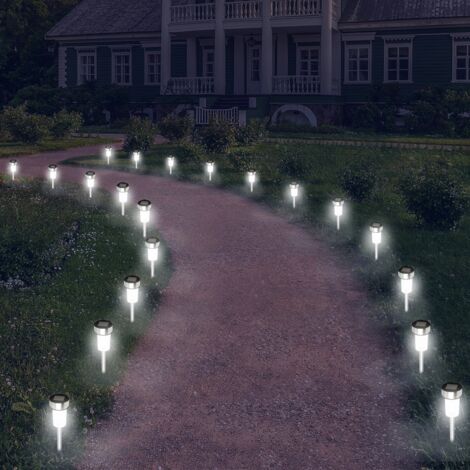 Set von 20 Solar-LED-Pollerleuchten Gartenlampen zum Bepflanzen