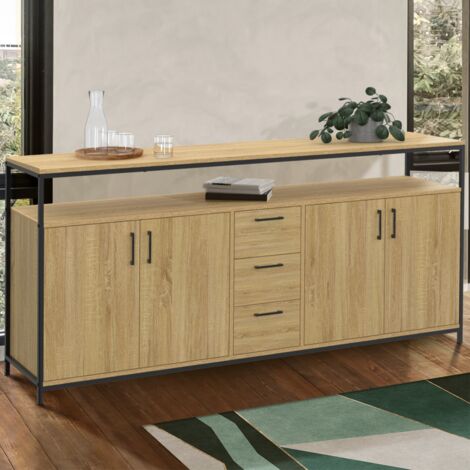 Sideboard 180 cm DETROIT XXL 4 Türen und Schubladen Industriedesign