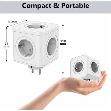 Multipresa da parete a cubo 5 in 1 con protezione da sovraccarico e ...