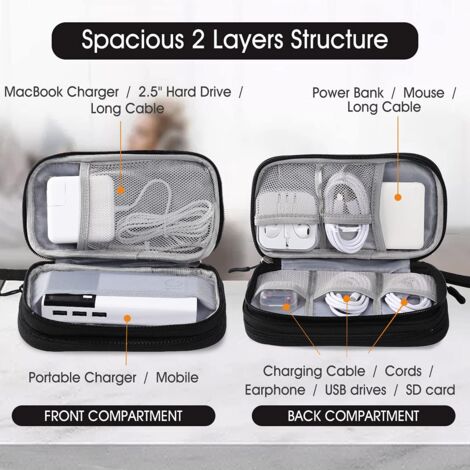Custodia per dispositivi elettronici, 3 scomparti, borsa organizer per ...