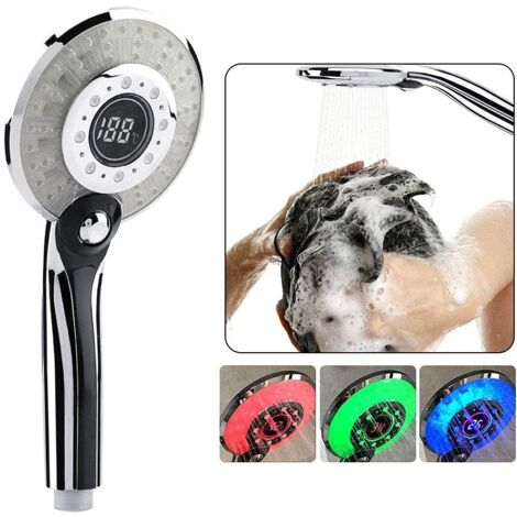 Cabezal de ducha LED de 3 colores, control de temperatura, ducha ...