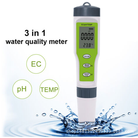 Medidor de pH digital 3 en 1, probador de pureza de filtro y calidad del agua