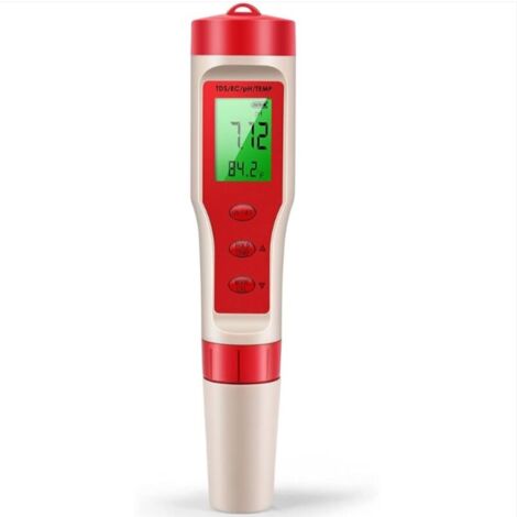 Medidor de pH digital 4 en 1 con función pH/TDS/EC/ATC para agua potable, comprobador de pH de ...