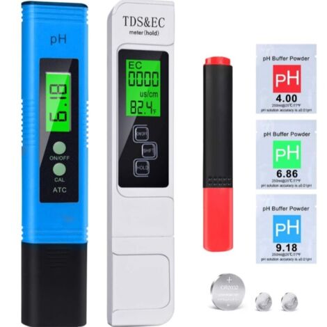Medidor de pH, TDS, temperatura, CE, BIO 5 en 1, calidad del agua con pantalla LCD, digital (ATC ...