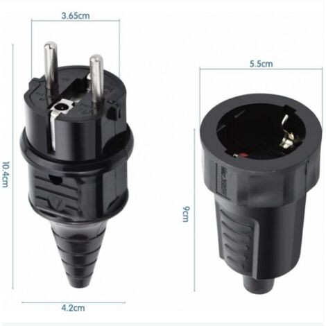 Juego de enchufe y toma de corriente de goma, 250 V, 16 A, resistente al agua IP44 europeo ...
